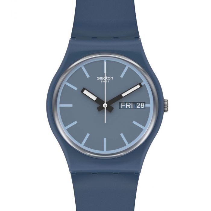 SO28N701 שעון סווטש קלאסי לנשים | דגם כחול לוח פסים כולל תאריכון כפול ...