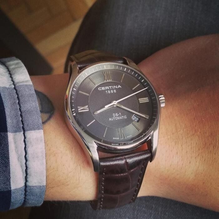 C006.407.16.088.00 שעון סרטינה די אס 1 אוטומטי לגברים | לוח אפור ברצועת ...